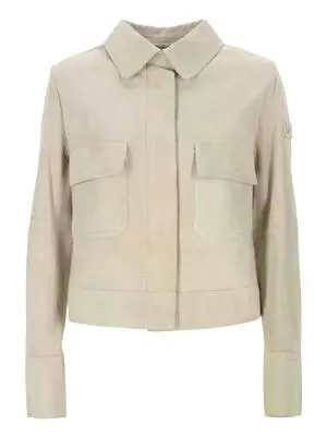 Peuterey Buttoned Leather Jacket - Neutrals