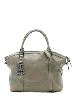 Gucci Leather Gg Charm Dome Satchel - Brown