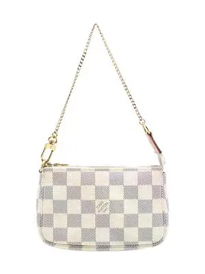 LOUIS VUITTON Damier Azur Mini Pochette Accessoires Handbag - White