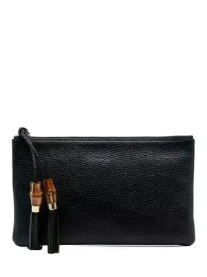 Gucci Calfskin Bamboo Clutch - Black