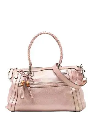 Gucci Metallic Pebbled Calfskin Bella Satchel 282300 - Pink