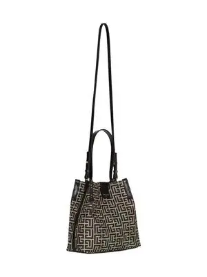 Balmain Jacquard Bucket Bag - Black