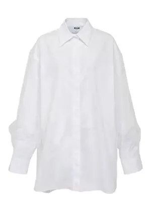 MSGM Collared Long-sleeve Shirtdress - White