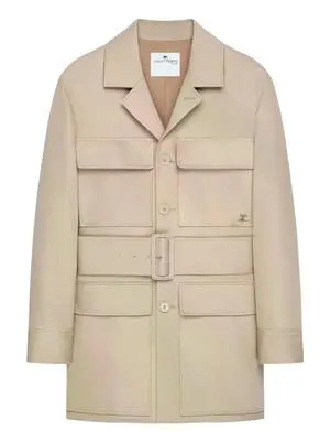 COURREGES Belted Button-up Coat - Neutrals