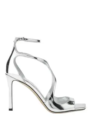 JIMMY CHOO Jimmy Choo Azia 95 Metallic Leather Sandals Silver