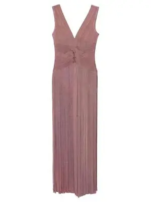 Herve Leger V-neck Pleated Dress - Pink