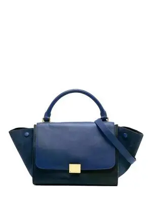 Celine 2014 Small Bicolor Trapeze Satchel - Black