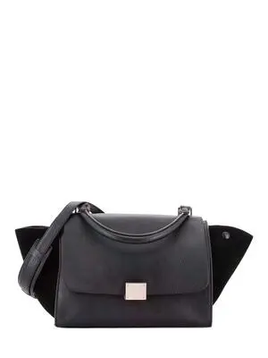 Celine Trapeze Leather Satchel - Black