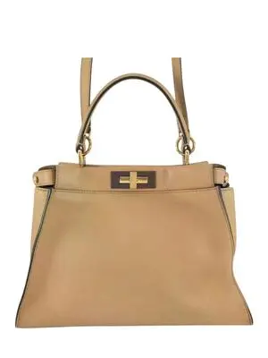 Fendi Medium Leather Selleria Peekaboo Iconic Satchel - Brown