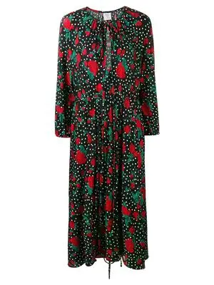 Vetements Roses Print Midi Dress - Black