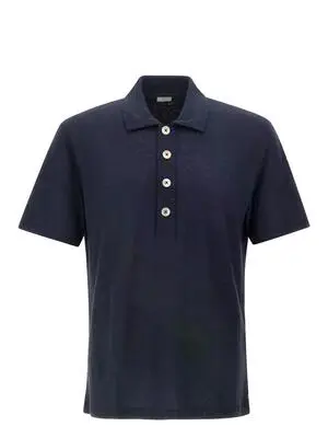 Eleventy Buttoned Short-sleeve Polo Shirt - Blue