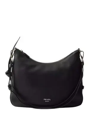 Prada Leather Fold Shoulder Bag - Black