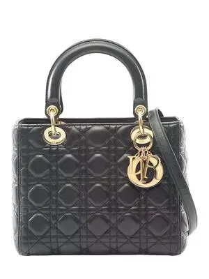 Dior Medium Lambskin Cannage Lady Handbag - Black