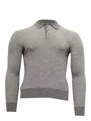 Ralph Lauren Cashmere Buttoned Polo Shirt - Grey