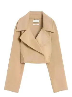 Sportmax Oversized-lapel Cropped Jacket - Neutrals