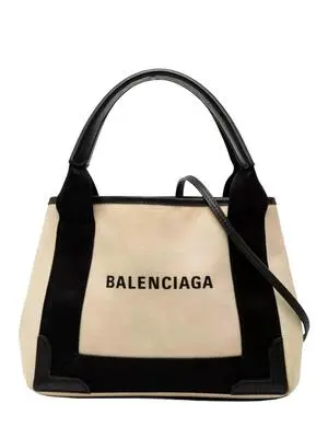 Balenciaga 2019 Canvas Navy Cabas Xs Satchel - Black