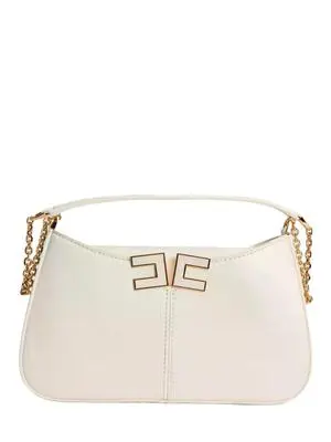 Elisabetta Franchi Logo Chain Shoulder Bag - Neutrals