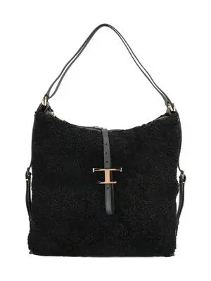 TOD'S Shearling Shoulder Bag - Black