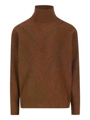 TOD'S High-neck Textured Sweater - Brown