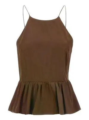THE GARMENT Halterneck Peplum Top - Brown