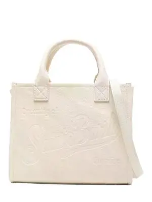 MC2 SAINT BARTH Medium Logo-embossed Leather Tote Bag - White