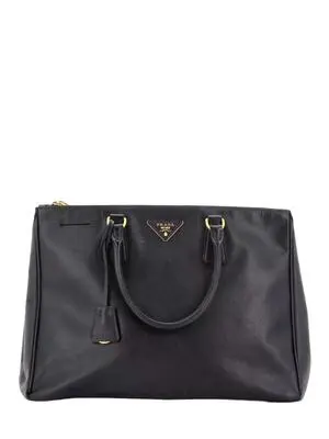 Prada Double Zip Lux Saffiano Leather Large Tote Bag - Black