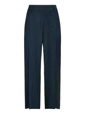 Brunello Cucinelli Chalkstripe Slouchy Trousers Blue