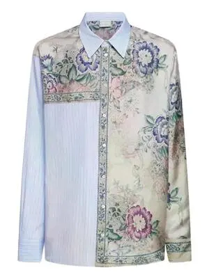 PIERRE-LOUIS MASCIA Floral Striped Shirt - Blue