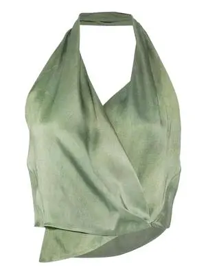 CORTANA Wrap V-neck Top - Green