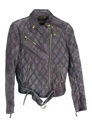 Gucci Monogram Leather Biker Jacket - Grey