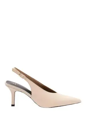 Patrizia Pepe Leather Slingback Sandals - Neutrals