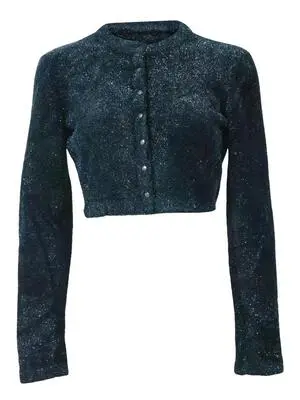 ALAÏA Buttoned Glitter Cropped Cardigan