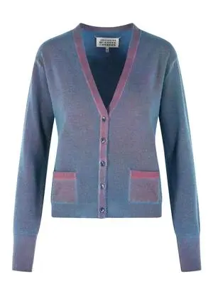 MAISON MARGIELA Patch-pocket V-neck Cardigan - Blue