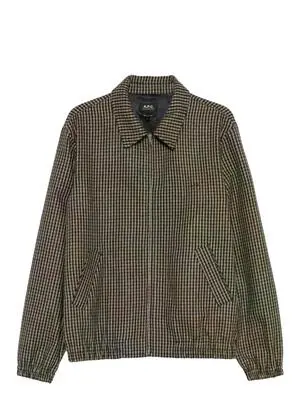 A.p.c. Houndstooth Zip Shirt Jacket - Brown