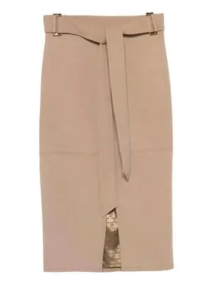 Elisabetta Franchi Belted Midi Skirt - Brown