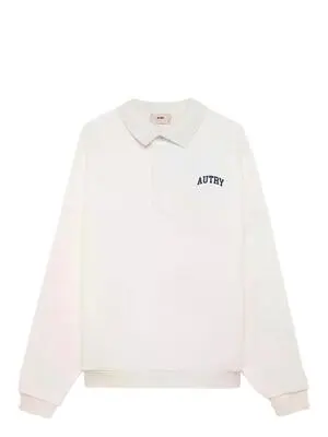 AUTRY Logo-detail Long-sleeve Polo Shirt - Neutrals