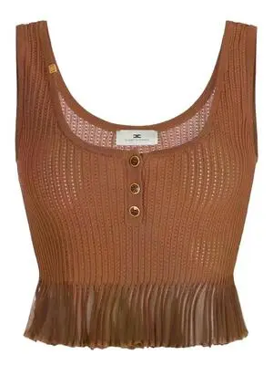 Elisabetta Franchi Button Ruffled Tank Top - Brown