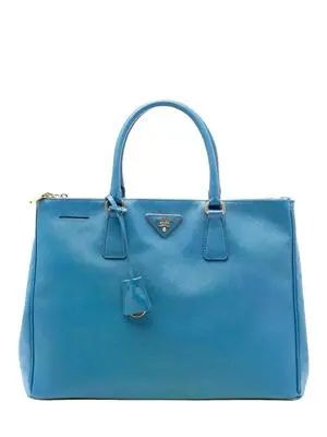 Prada Large Saffiano Lux Galleria Double Zip Satchel - Blue