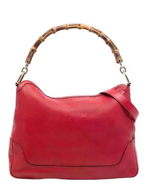 Gucci Calfskin Bamboo Diana Satchel - Red