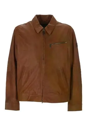 Peuterey Zip Leather Jacket - Brown