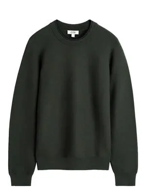 Cos Contrast-tipped Crew-neck Sweater - Brown