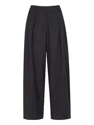 Whistles Pleat-front Barrel-leg Cotton-blend Trousers - Black