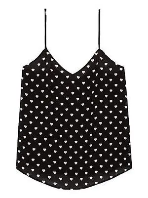 The Kooples Heart-print V-neck Top - Black White