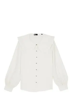The Kooples Oversized-collar Silk Shirt - Light Beige
