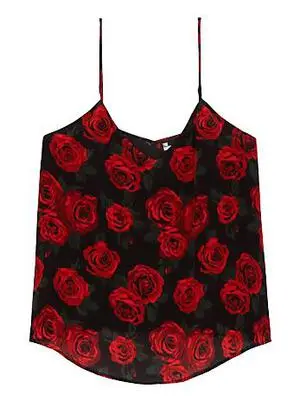The Kooples Floral-print Woven Blouse - Black - Red