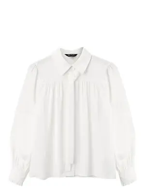 Whistles Tie-detail Regular-fit Crepe Blouse - Cream