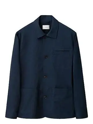 Eton Stretch-cotton Chore Jacket - Navy Blue