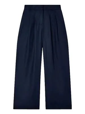 Whistles Hopsack Wide-leg Woven Trousers - Navy