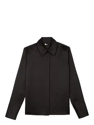 The Kooples Long-sleeved Satin Shirt - Black