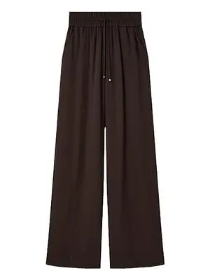 JOSEPH Crepe Wide-leg Trousers - Cocoa